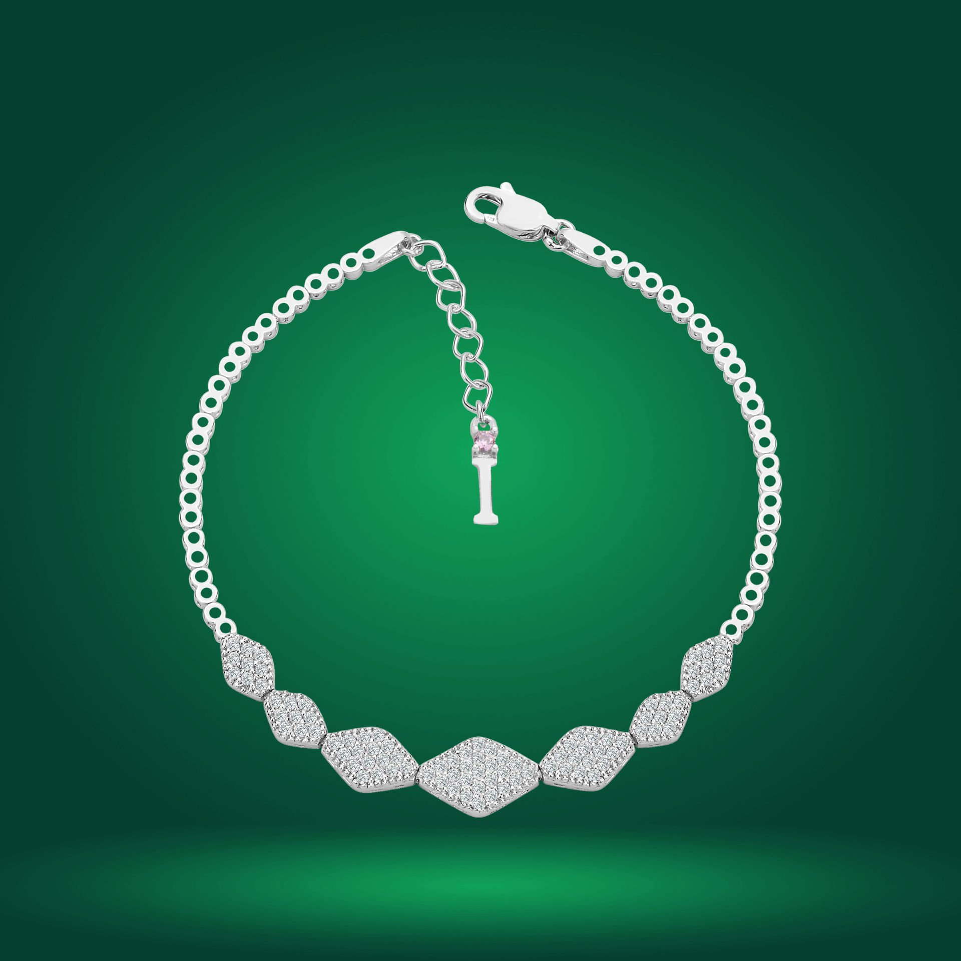 925 Ayar Gümüş Baklava Dilimli Zincir Harfli Su Yolu Bileklik İ | BARIŞ TAKI | BİLEKLİKLER